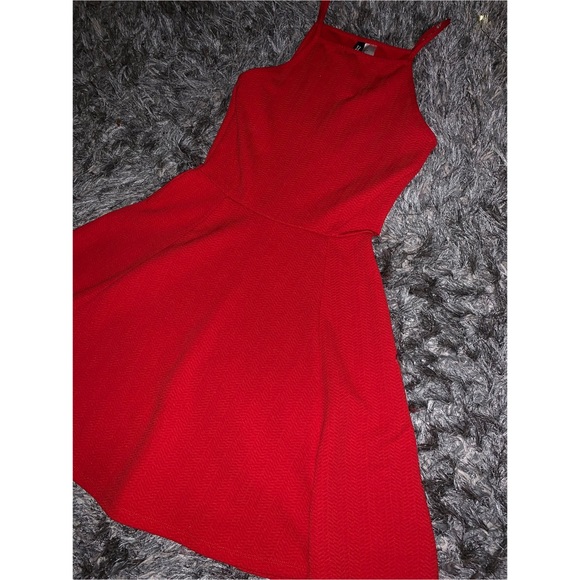 H&M | Dresses | Red Fit And Flare Dress | Poshmark